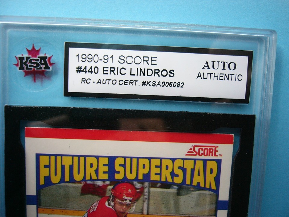 1990/91 SCORE NHL HOCKEY CARD #440 ERIC LINDROS ROOKIE KSA AUTO ...