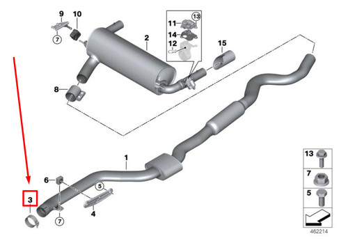 BMW 3 F30, F80 EXHAUST SYSTEM MUFFLER CLAMP 18308635798 8635798 NO DUTY ...