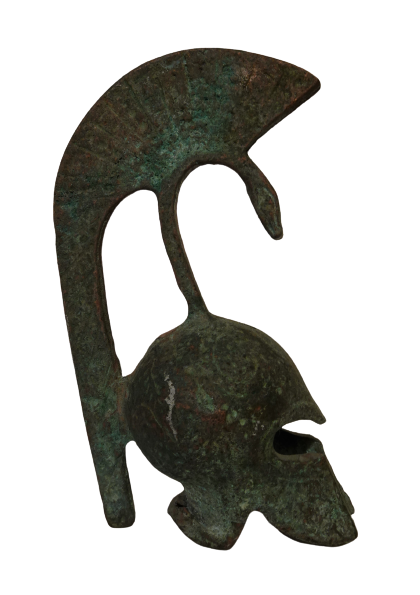 OLD SMALL BRONZE HELMET CORINTHIAN GREECE GREEK SPARTAN PATINATED SNAKE ...