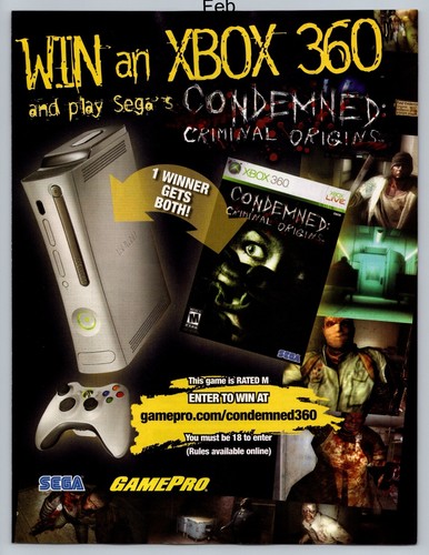 Condemned Criminal Origins Xbox 360 Sega Game Promo 2006 Full Page ...