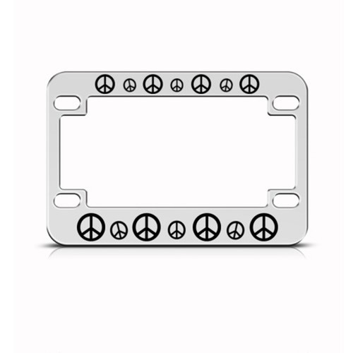Metal Bike License Plate Frame Peace Sign Motorcycle Accessories Chrome ...