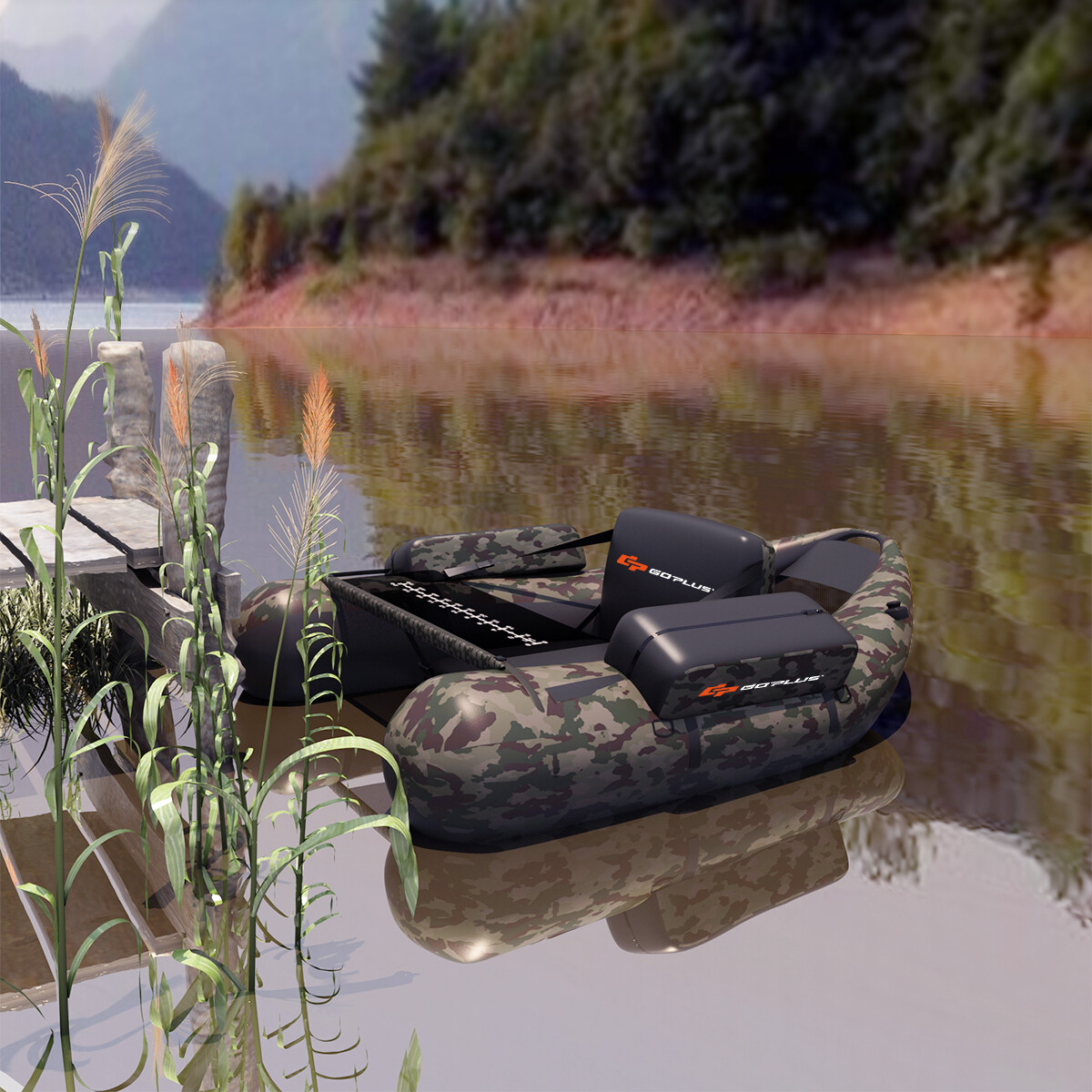 Inflatable Fishing Float Tube w/Adjustable Straps & Storage Pockets ...