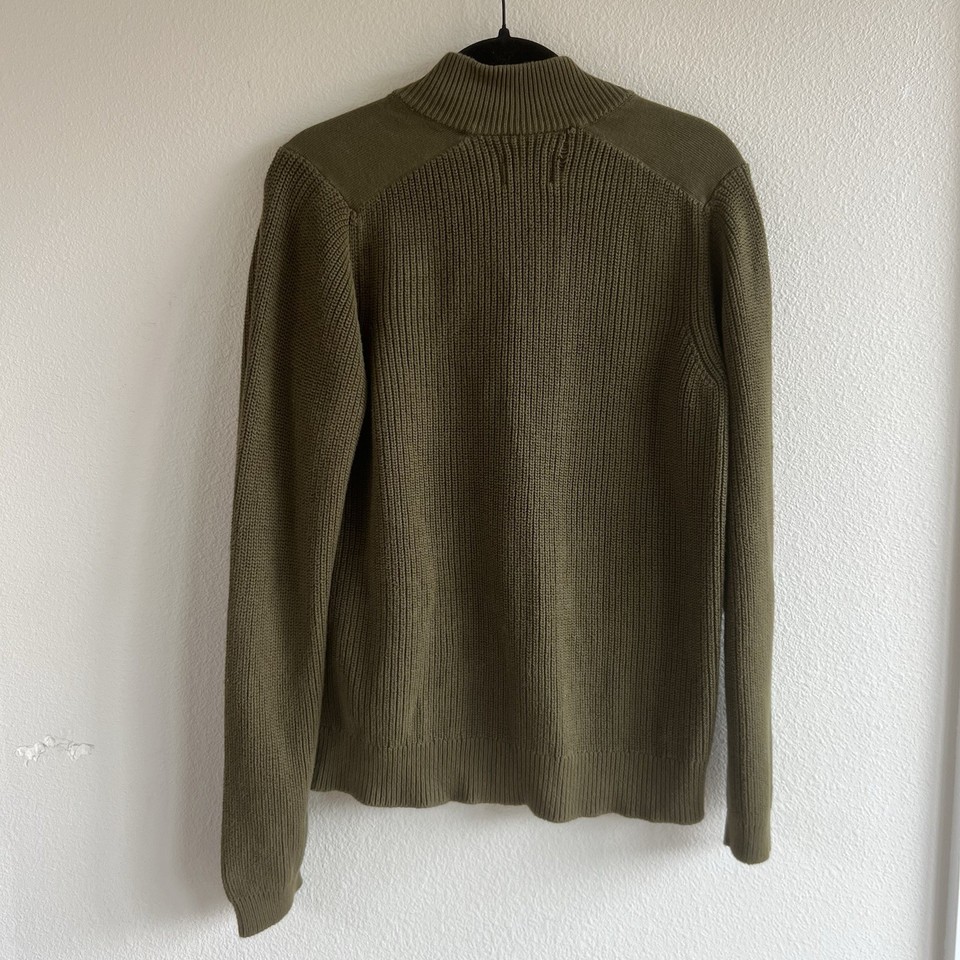 Pact Organic Full Zip Cable Knit Sweater Green Cotton Women's Medium ...