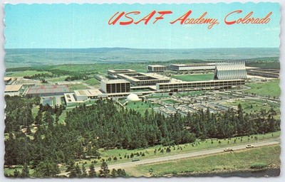 USAF Academy Colorado Aerial View Postcard Sanborn Souvenir Dexter ...