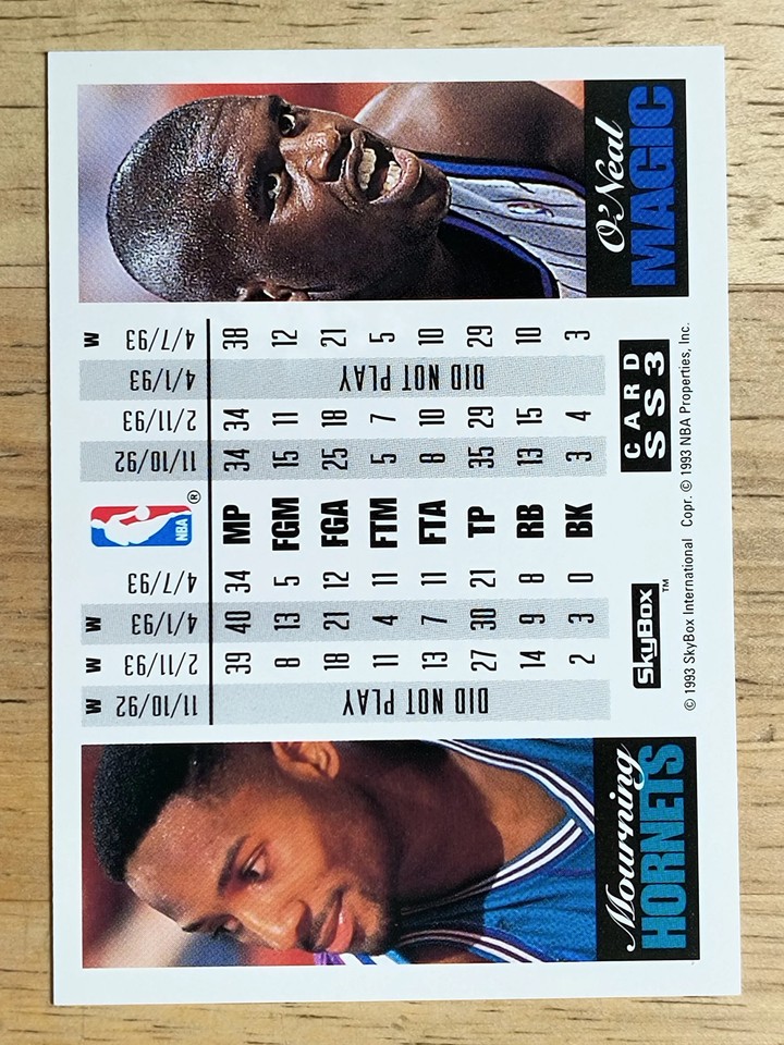 1993-94 SkyBox Premium Showdown Series #SS3 Alonzo Mourning/Shaquille O ...