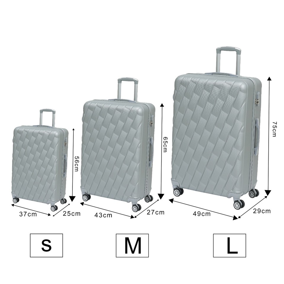 Suitcase Cabin Carry On Hand Luggage 4 Wheels Hard Shell Travel ABS ...