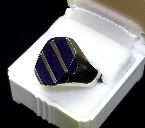 Vintage Alpaca Mexico Silver Ring Band Blue Lapis Size 10.75 | eBay