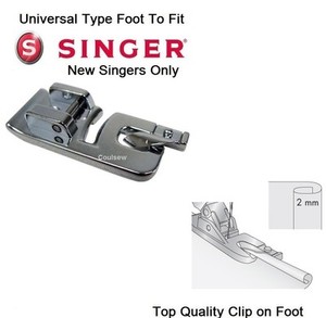 ROLLED HEM HEMMER FOOT Standard 2mm Fits SINGER Machines - Quick Clip ...