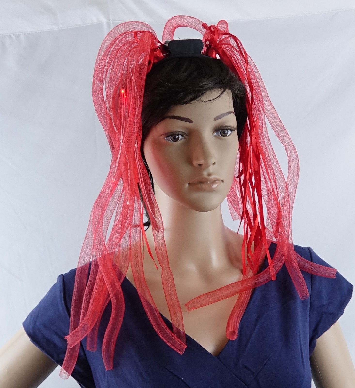 Fun Central LED Light Up Party Dreads headband with ribbon /mesh red ...