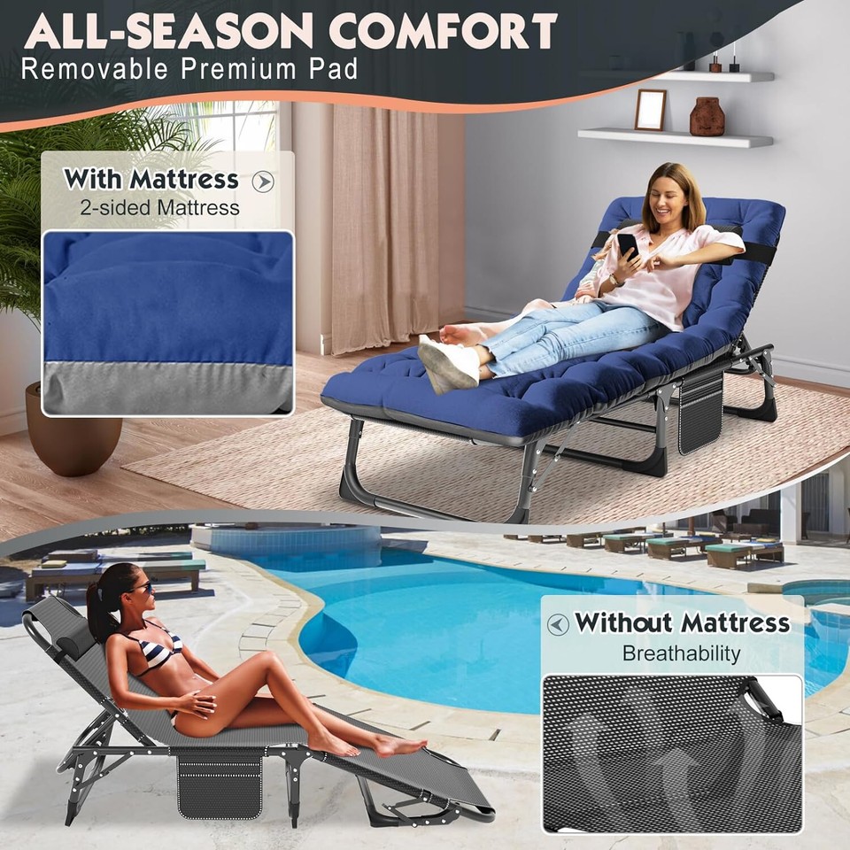 Camping Cot Adults Reclining Folding Chaise Lounge Chair Cots ...