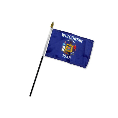 1 Dozen Wisconsin Flags 4x6in Stick Flag State of Wisconsin Flag WI ...
