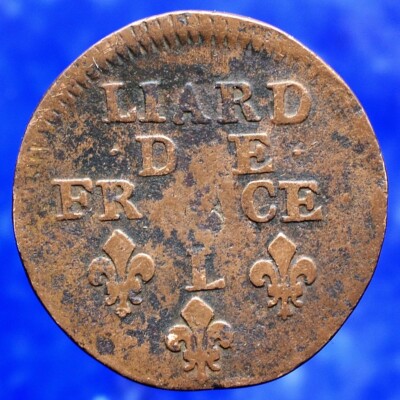 LOUIS XIV LIARD DE FRANCE 1696 L BAYONNE FRENCH KINGDOM COIN COLONIAL ...