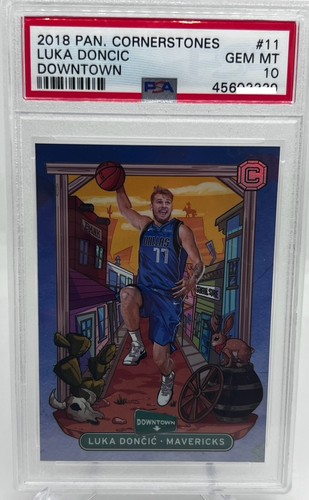 2018-19 Luka Doncic Panini Cornerstones Downtown #11 Rookie RC PSA 10 ...