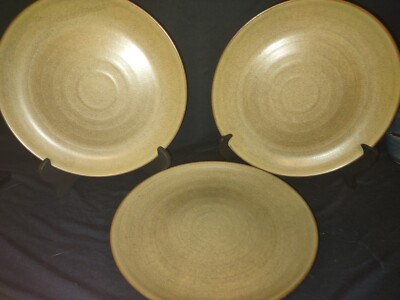 222 Fifth STUDIO KHAKI Brown Embossed Rings Stoneware Salad Lunch ...