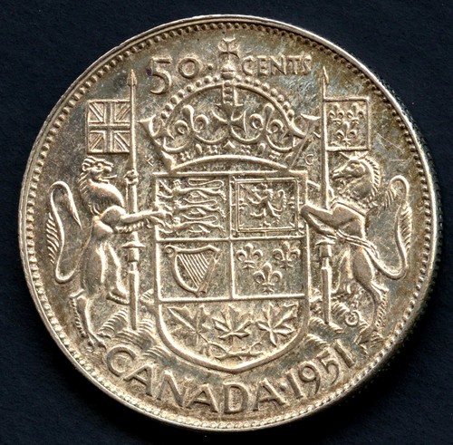 1951 Canada 50 Cent Silver Coin (Narrow Date) 11.66 Grams .800 | eBay