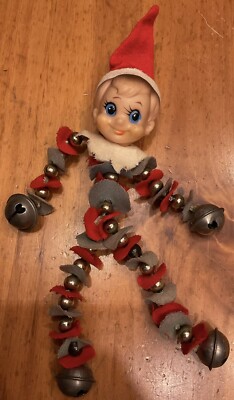 Vintage JAPAN Pixie Elf Jingle Bells Posable Ornament Retro 1950’s ...