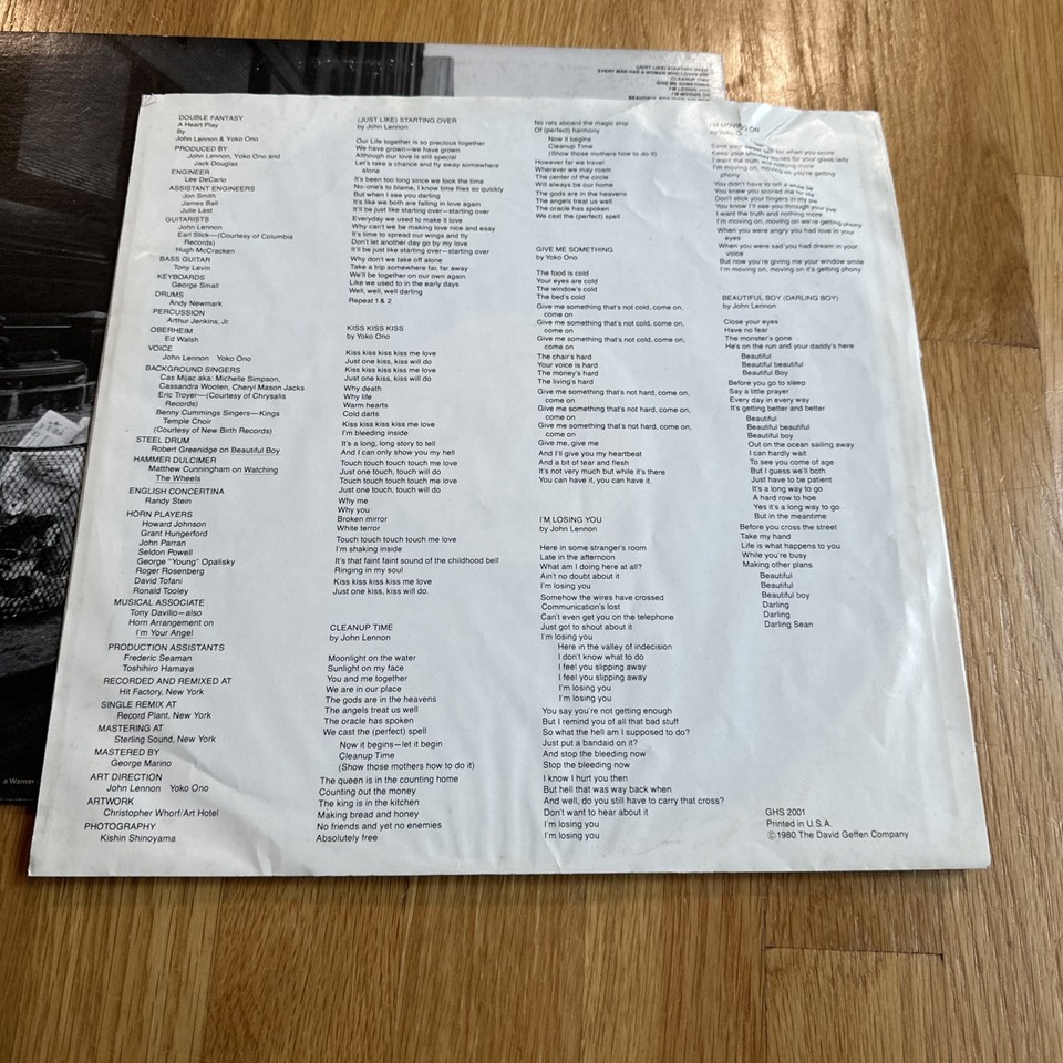 John Lennon Yoko Ono Vinyl Double Fantasy Geffen GHS 2001 Europadisk ...