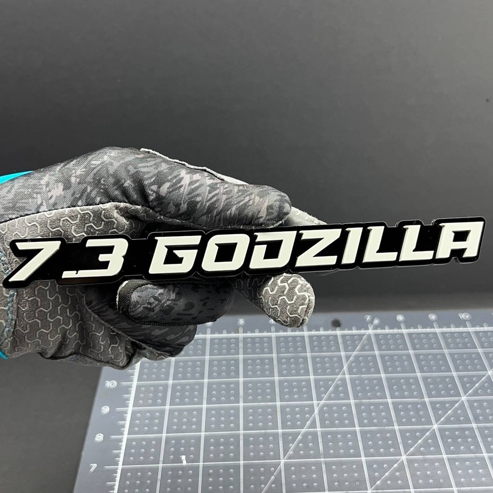 2PCS 7.3L GODZILLA Emblems Grey – 3D Fender Badges for Ford Engine ...