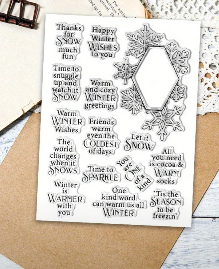 Clear Stamps Christmas Sentiments Transparent Stamp LARGE Words Card ...