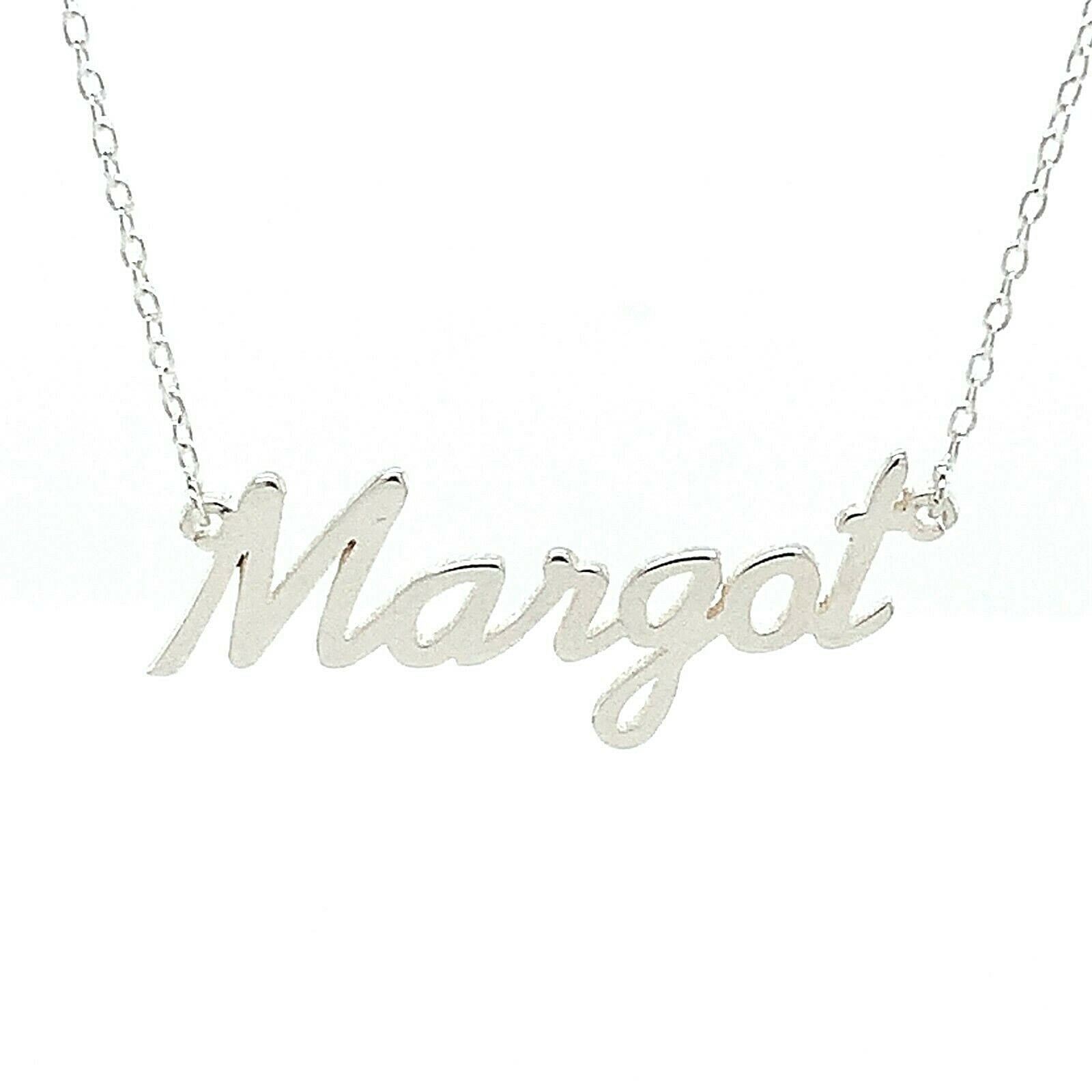 Margot Name Plate Necklace Pendent Sterling Silver female Personalized ...