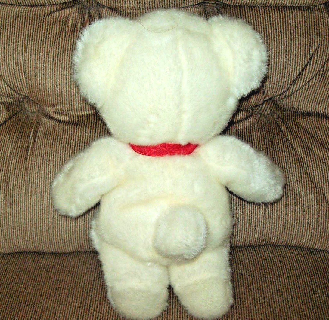 Russ Berrie SNUGGUMS Soft White Plush 12in Teddy Bear Red Nylon Bow ...
