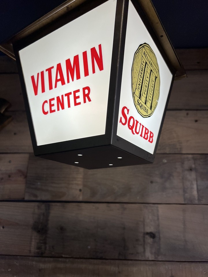 Vintage Advertising Light Display Squibb Prescriptions Rotating Store ...