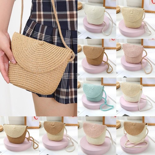 Straw Straw Bag Shell Shape Summer Beach Bag Straw Handbag Kid Children ...