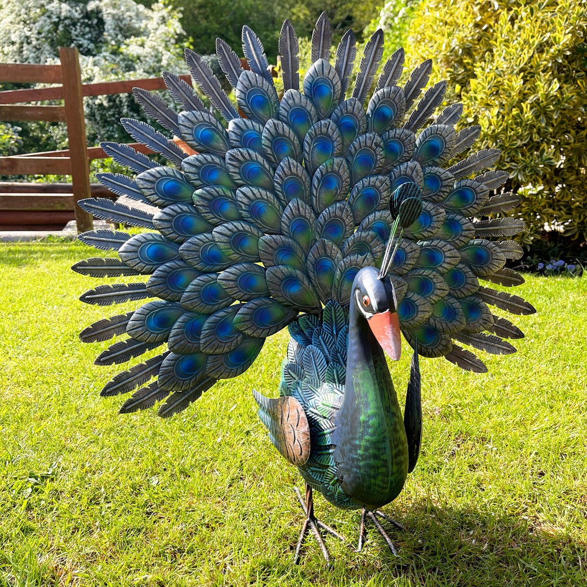 Metal Peacock Garden Ornament Usa Colorful Animal Peacock Metal Garden