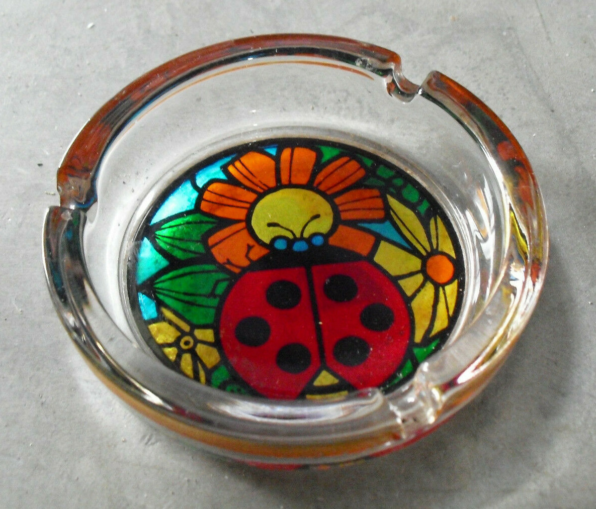 Vintage Glass Bug on Flower Ashtray | eBay