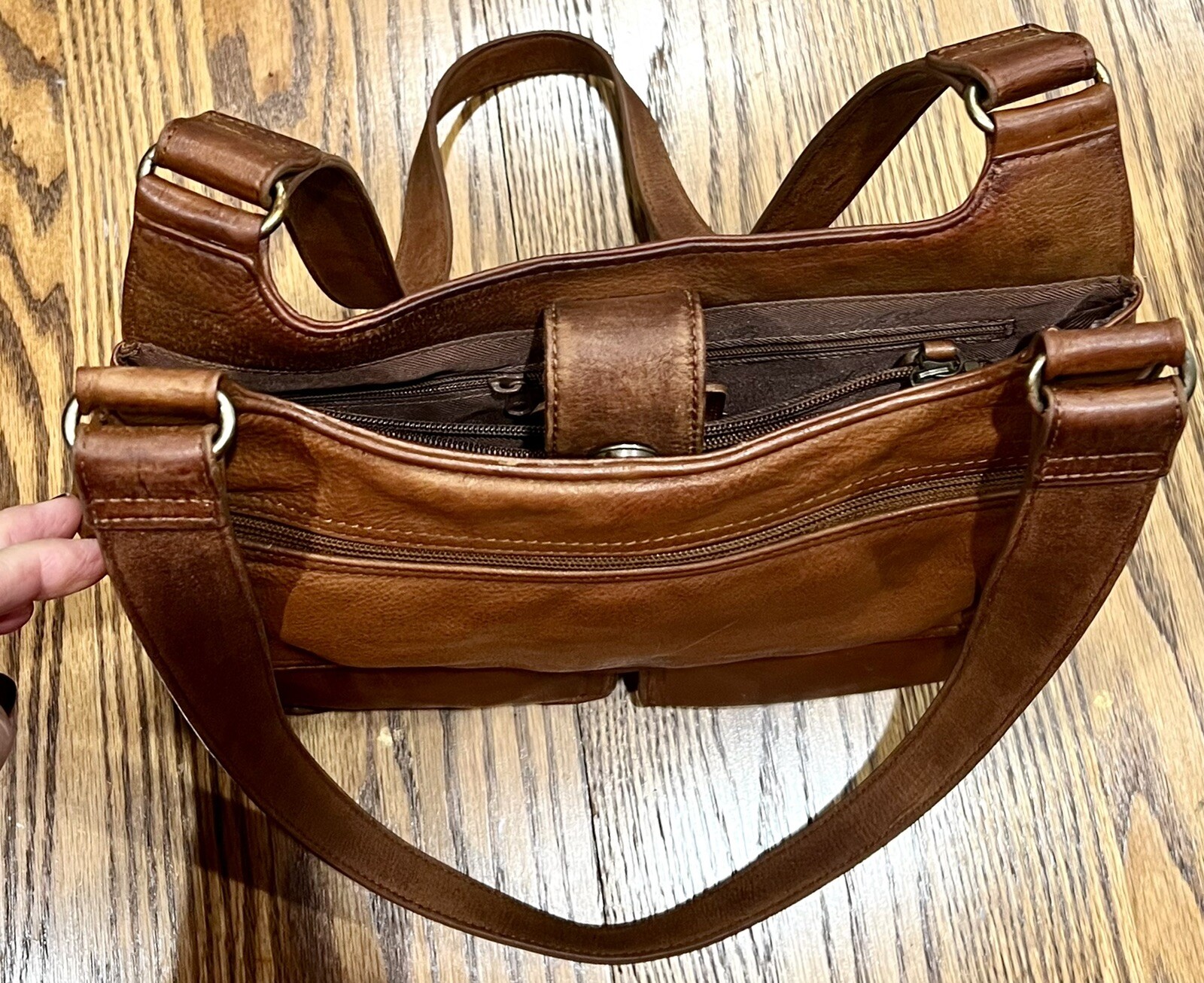 Fossil VTG 1954 Tan Brown Leather Crossbody Messenge… - Gem