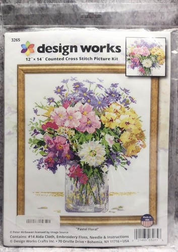 Design Works Counted Cross Stitch Kit 13"X14"-Pastel Floral (14 Count ...