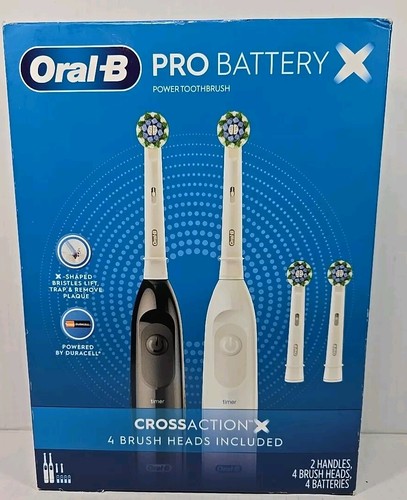 ORAL-B PRO ADVANTAGE BATTERY POWER TOOTHBRUSH (2 HANDLES + 4 BRUSH ...