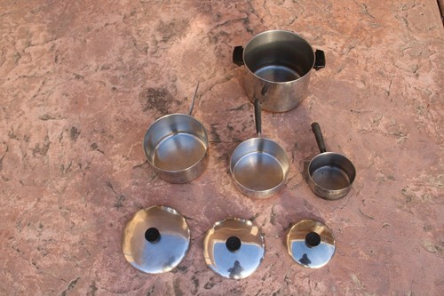 A LOT OF 7 Revere Ware NON MAGNETIC Copper Bottom SKILLET PAN POT LID ...