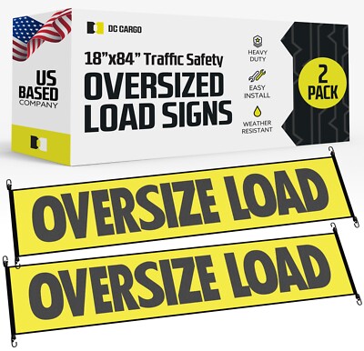 DC Cargo Oversize Load Sign Black Border & Bungee Oversized Load Banner ...