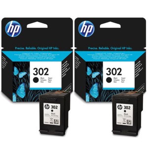 2x Original HP 302 Black Ink Cartridges For Officejet 3830 Inkjet ...