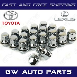 24PCs TOYOTA-LEXUS OEM/FACTORY STYLE CHROME MAG LUG NUTS WITH WASHERS ...