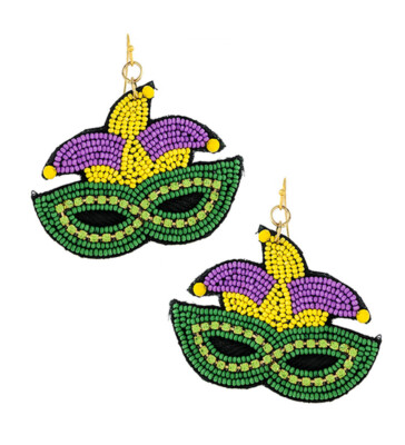 Mardi Gras Theme Seed Bead Mask Drop Earrings for Women | eBay