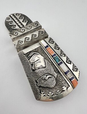 HUGE Abraham Begay Navajo Sterling Multi Gem 4 Pc Buffalo Ranger Belt ...