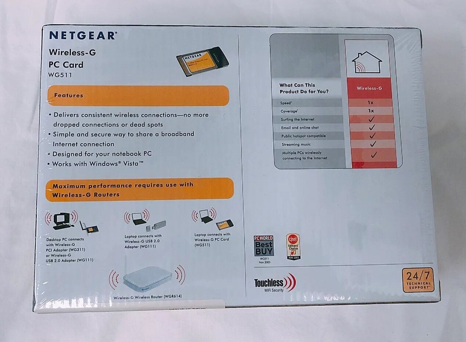 NETGEAR Wireless-G-PC Card, WG511 v2 brand new sealed box | eBay