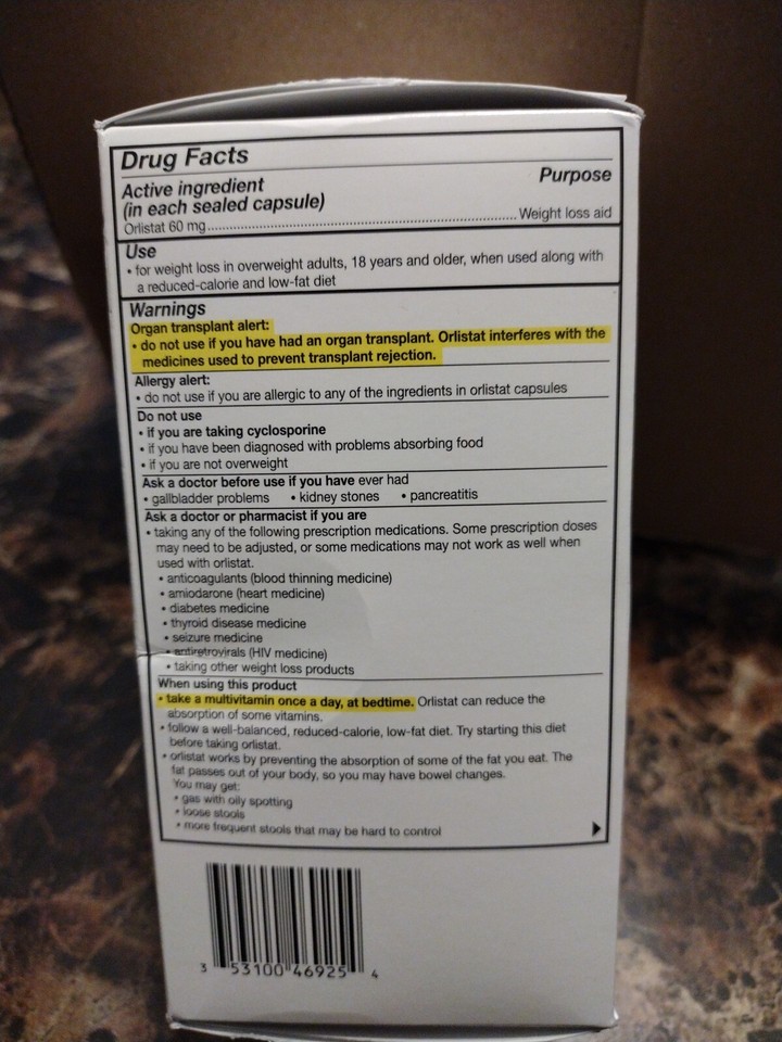 Alli-Orlistat Weight Loss Pills 120 Count FDA Non- Prescription Exp 03/ ...