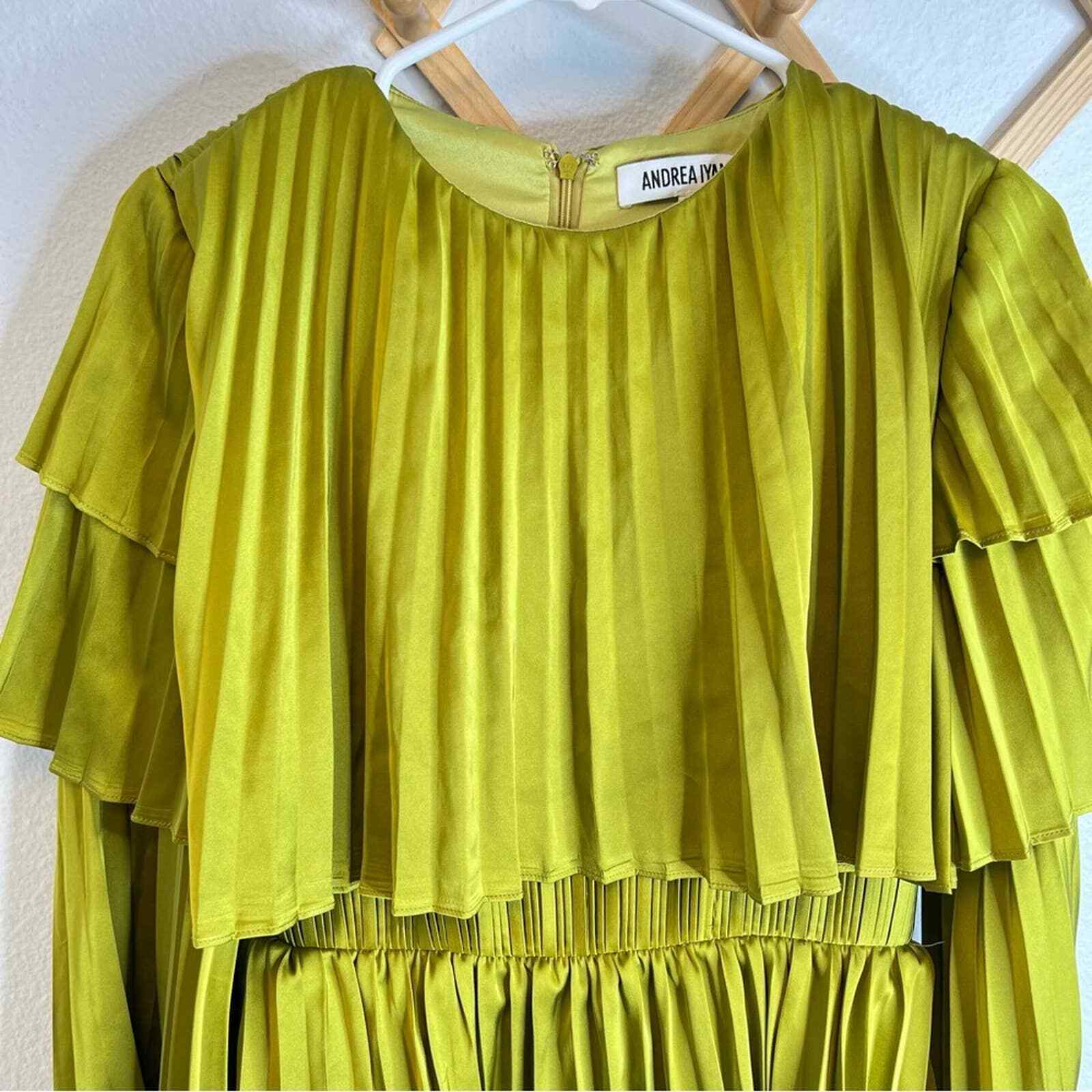 Andrea Iyamah Raffle Pleated Satin Formal Dress - Gem