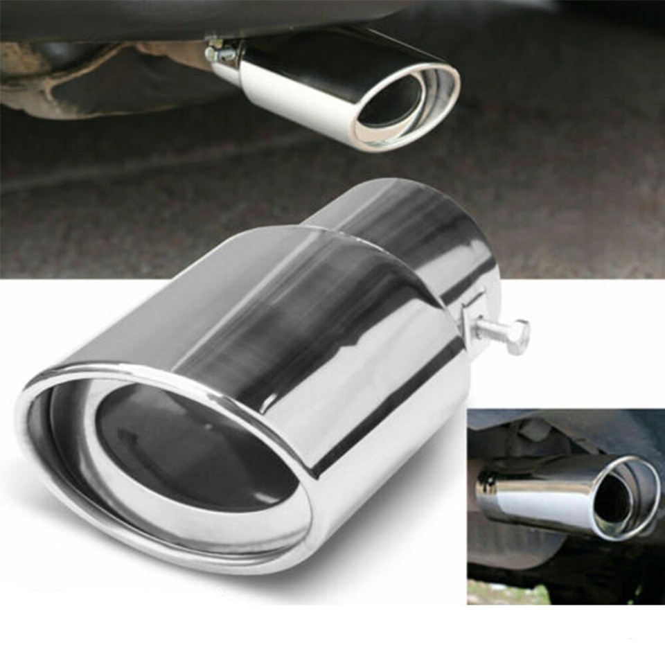 Universal Car Chrome Dual Exhaust Rear Pipe Tail Muffler Tip Stainless ...