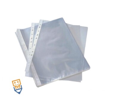 100 Punched Pockets A4 CLEAR PLASTIC Filing Wallets PROTECTIVE SLEEVES ...