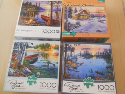 LOT of 4 Buffalo Jigsaw Puzzles - Darrell Bush Fishing Hunting Camping ...