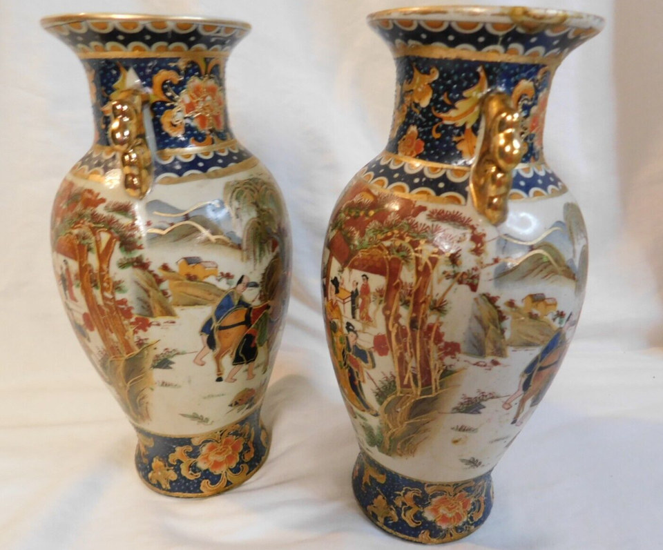 STUNNING~ZHONG GUO ZHI ZAO~ PAIR OF CHINESE VASES~MADE IN CHINA GOLD ...