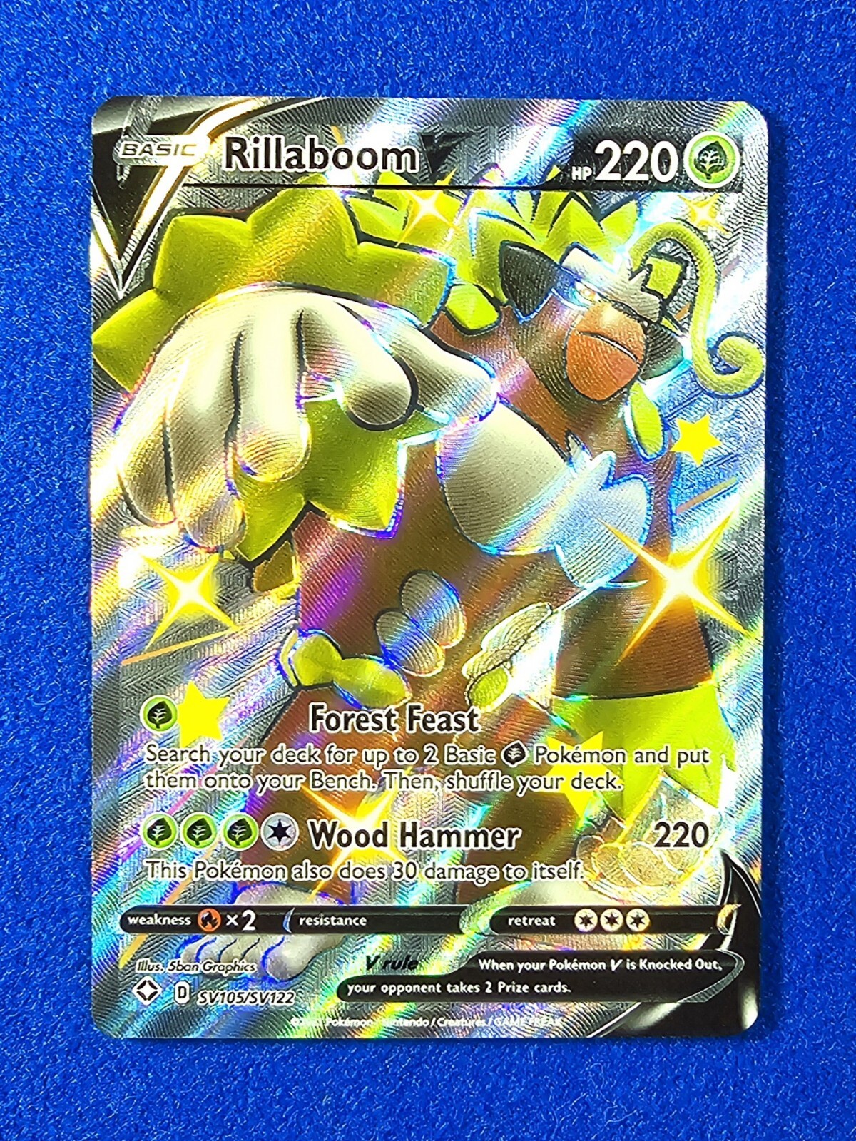 Rillaboom V SV105/SV122 Shining Fates Set SHINY VAULT Pokemon Card NEAR ...