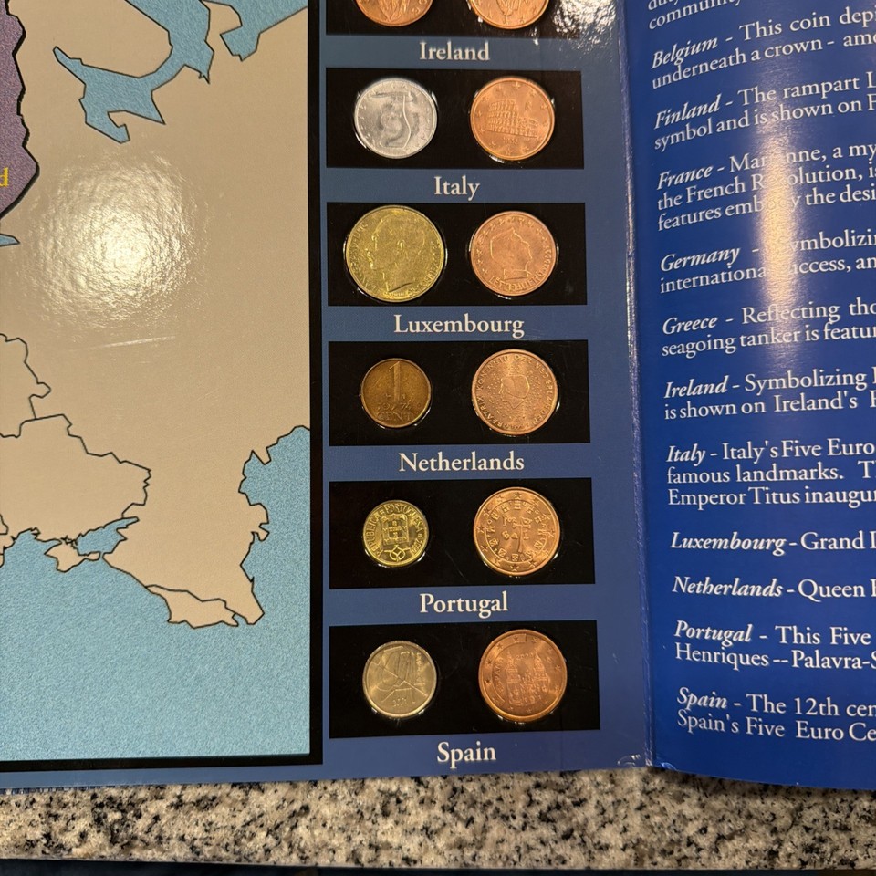 Euro Coin Collection in Folder - Uncirculated 12 Countries 24 Coins ...