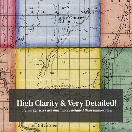 Old Map of Allegany County, NY 1840 - Vintage New York Art | eBay