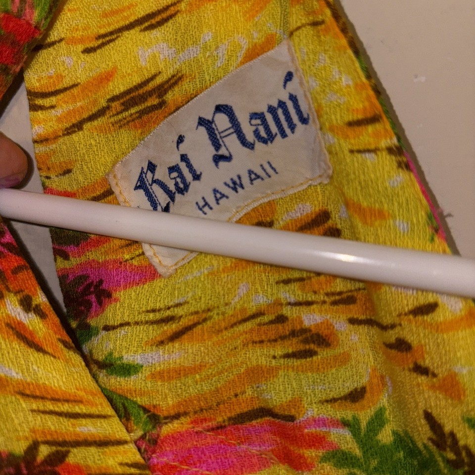 Vintage 1960s Kai Nani Muumuu Dress Hawaiian Print Neon | eBay