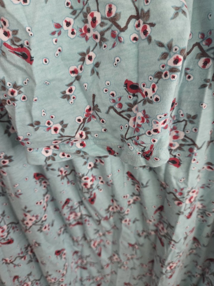 Moon Beams Nightgown Blue/Green With Cardinals 3/4 Sleeve Size 3XL | eBay